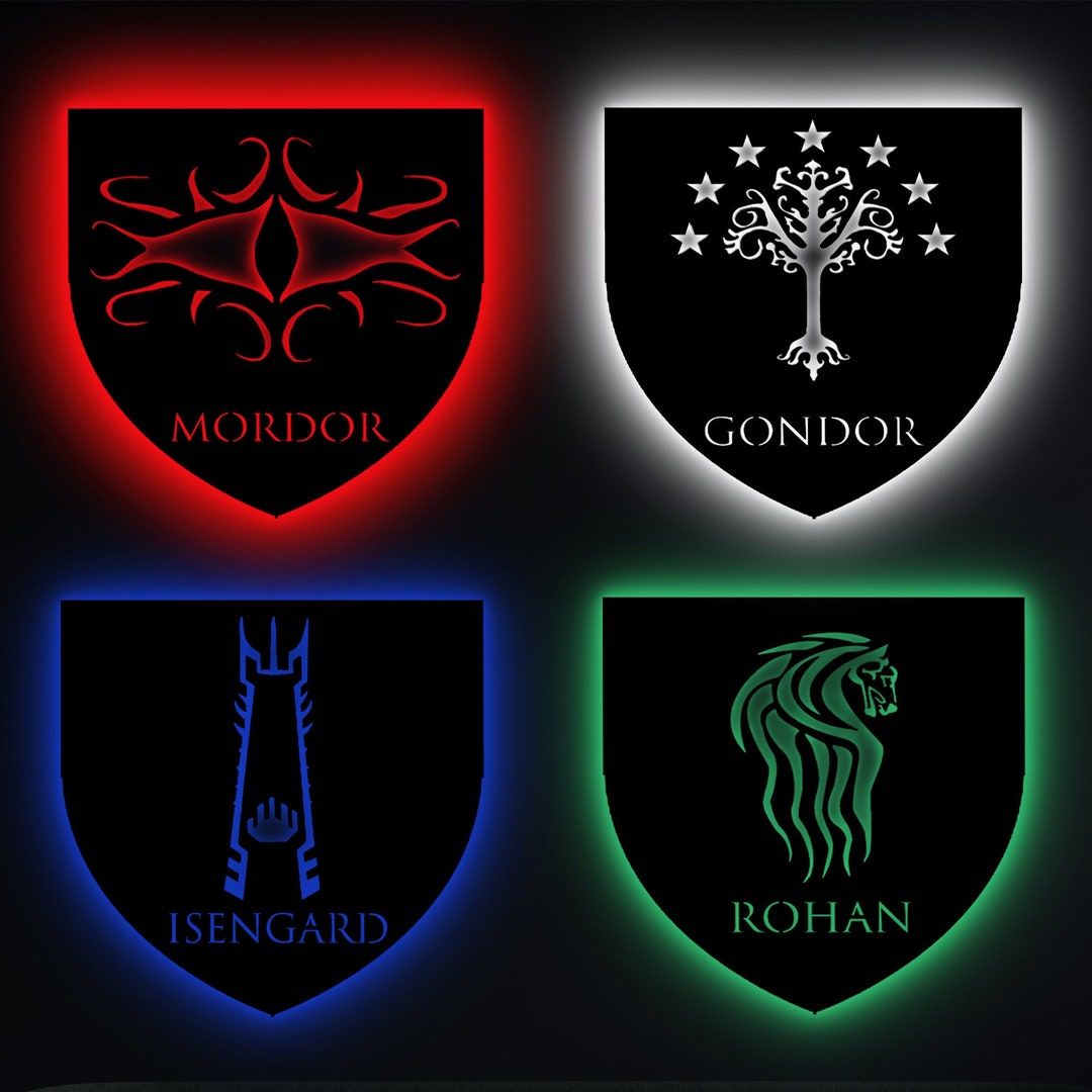 Lord of the Rings City Metal Flags With Led Light, Teen Room Decor ...