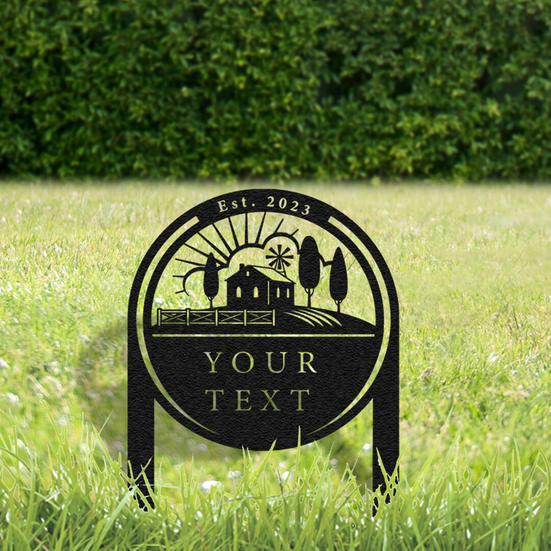 Custom Garden Sign With Stake, Metal Farm Garden Sign, Personalized ...