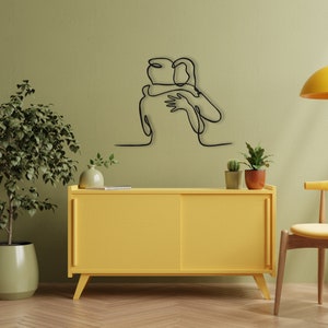 Couple Hugging Decor, Lovers Wall Decors, Gift for Lovers, One Line ...