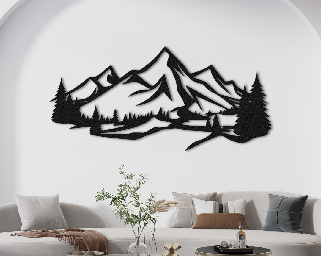 Metal Mountain Wall Art - Rustic Forest Home Decor - Etsy