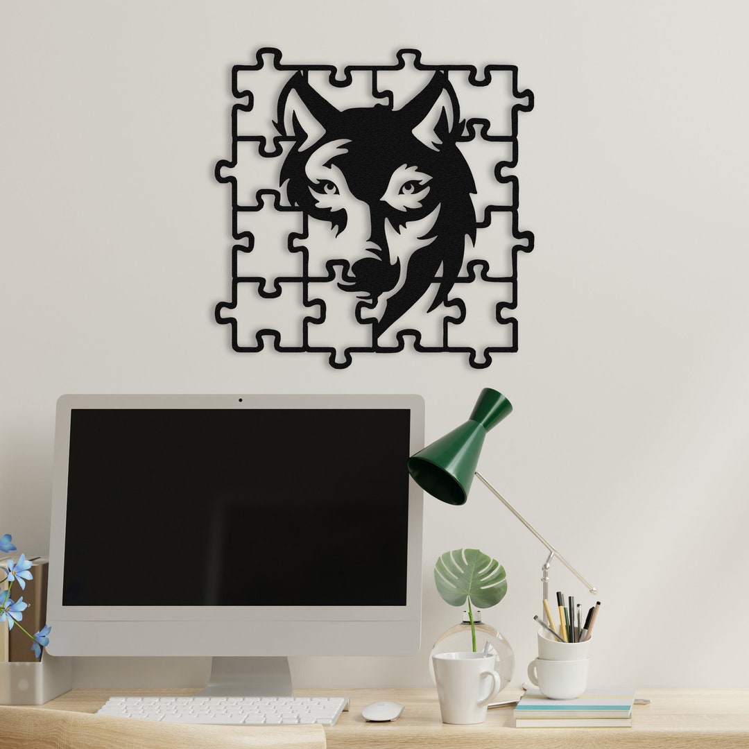 Puzzle Wolf Head Decor, Gift for Wolf Motif Lovers, Teen Room Wall ...