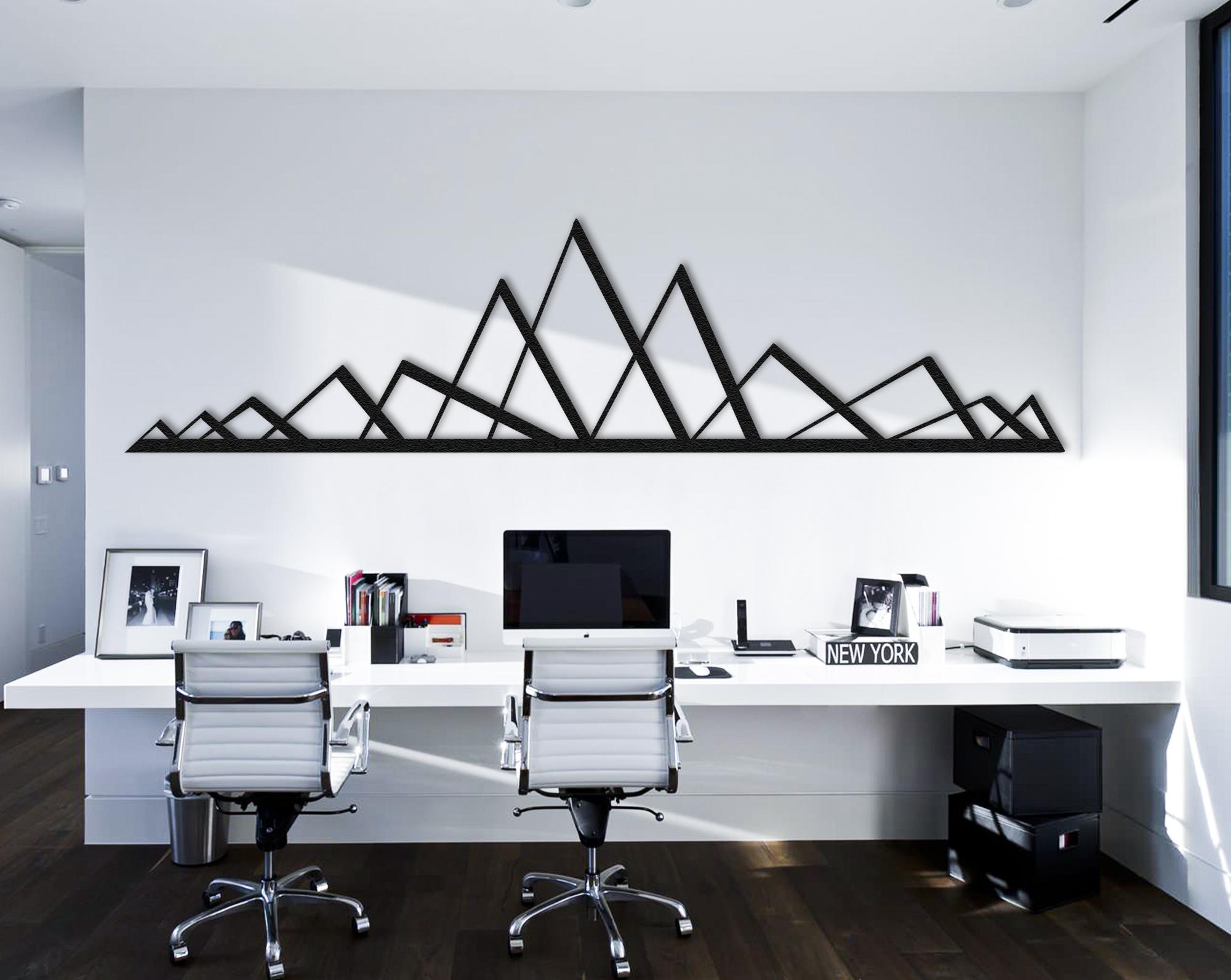 Geometric Metal Wall Art, Minimalist Mountain, Triangle Wall Decor - Etsy