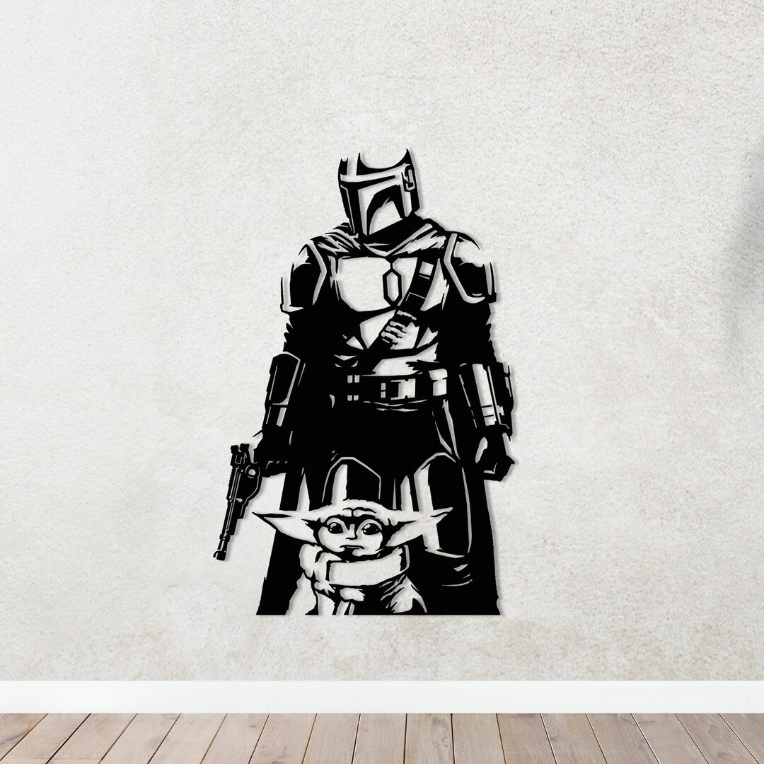 Mandalorian and Grogu Metal Wall Decor, Star Wars Art, Favorite ...
