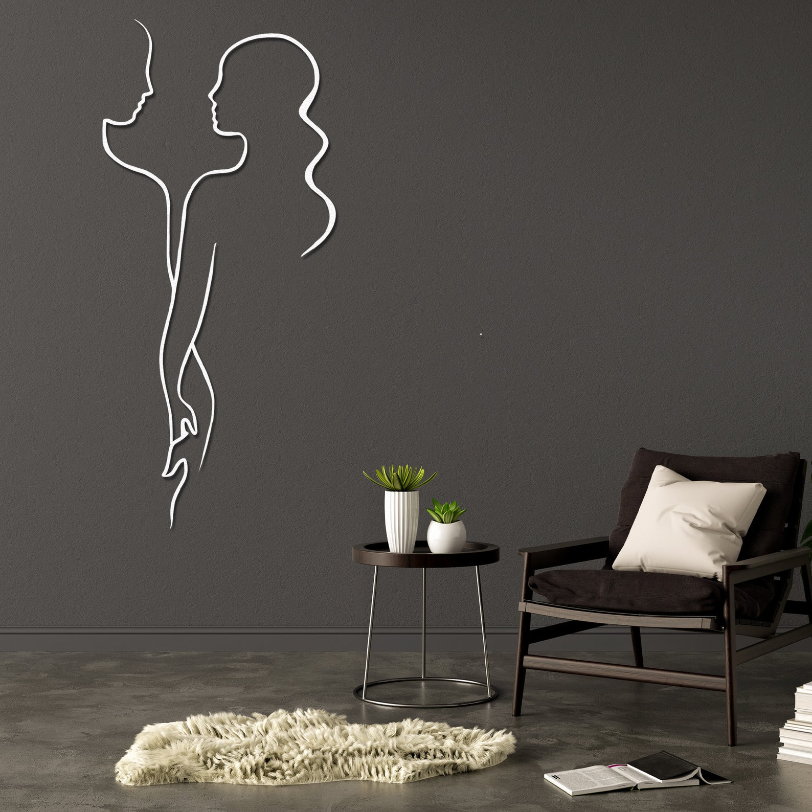 Abstract Couples Metal Line Wall Art Portrait Gifts/ Couple - Etsy