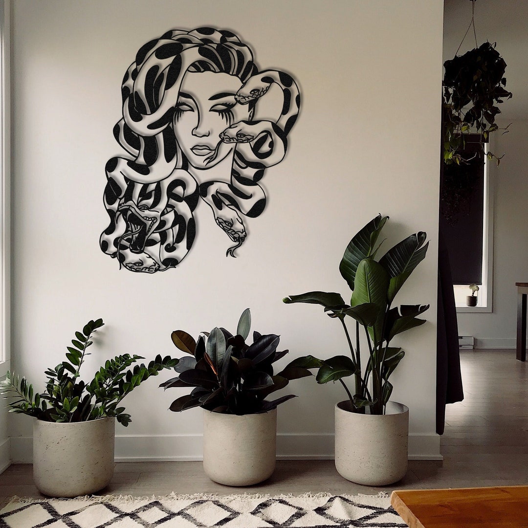 Medusa Metal Wall Decor: Greek Mythology Art, Snake Woman Design - Etsy