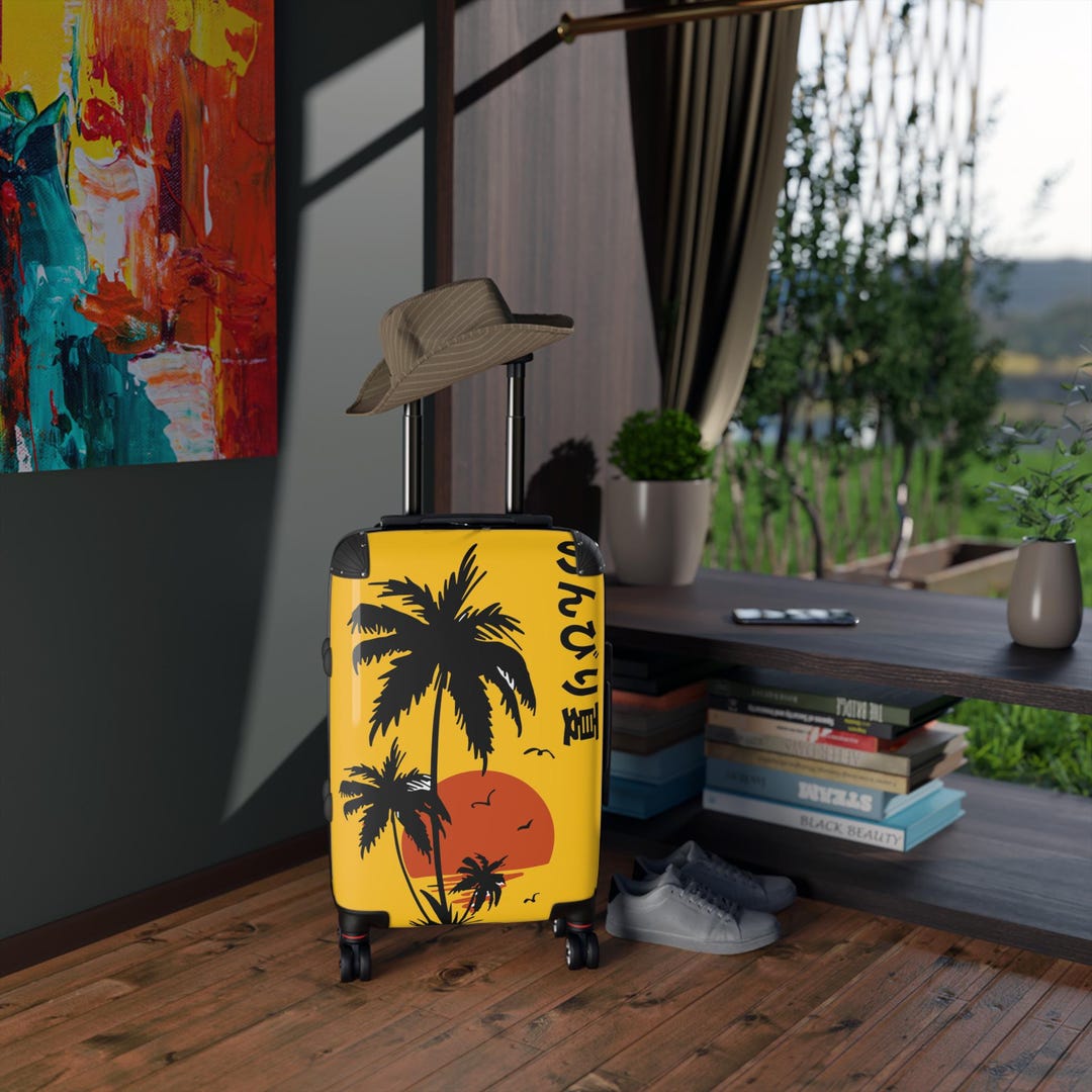 Tropical Suitcase With Sunset Design | Vacation Luggage | Summer Travel ...