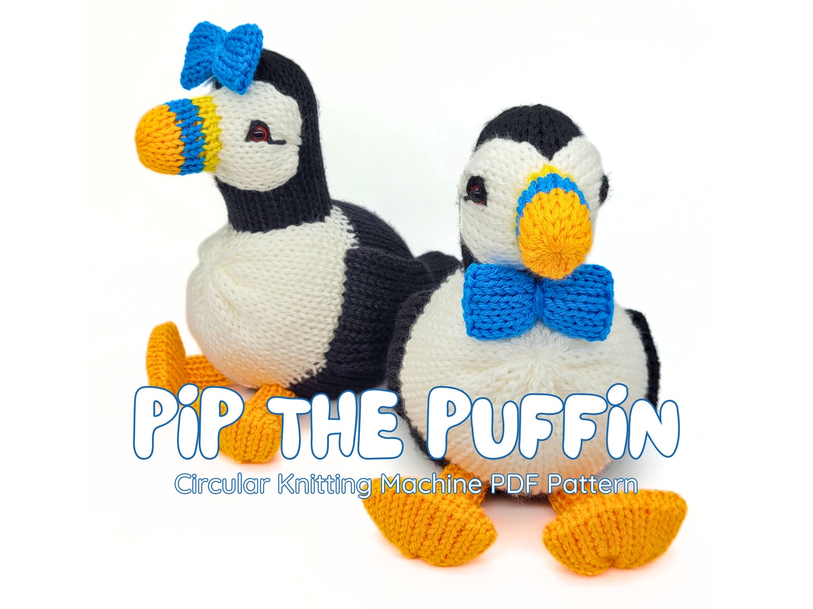 Pip the Puffin- Circular Knitting Machine PDF Pattern Downloadable Bird ...
