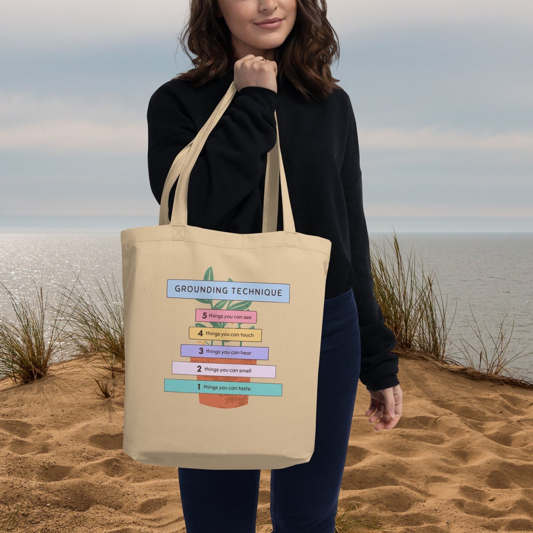 Grounding Technique Eco Bag, Psychological Theory Canvas Bag for ...