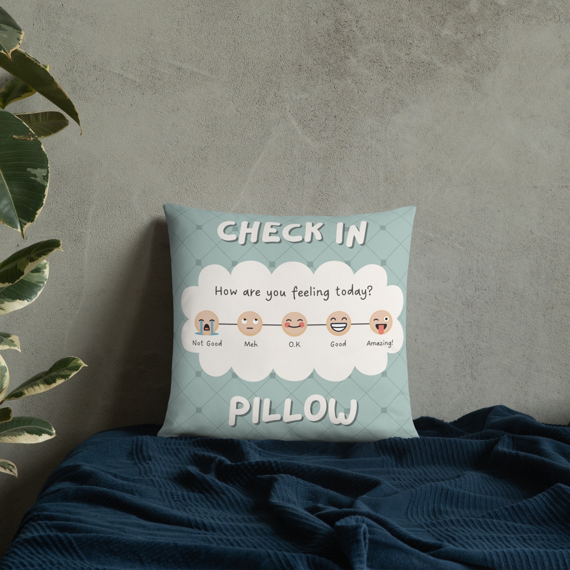 Emotion Check in Emoji Psychology Pillow, Therapist Room Cushion ...