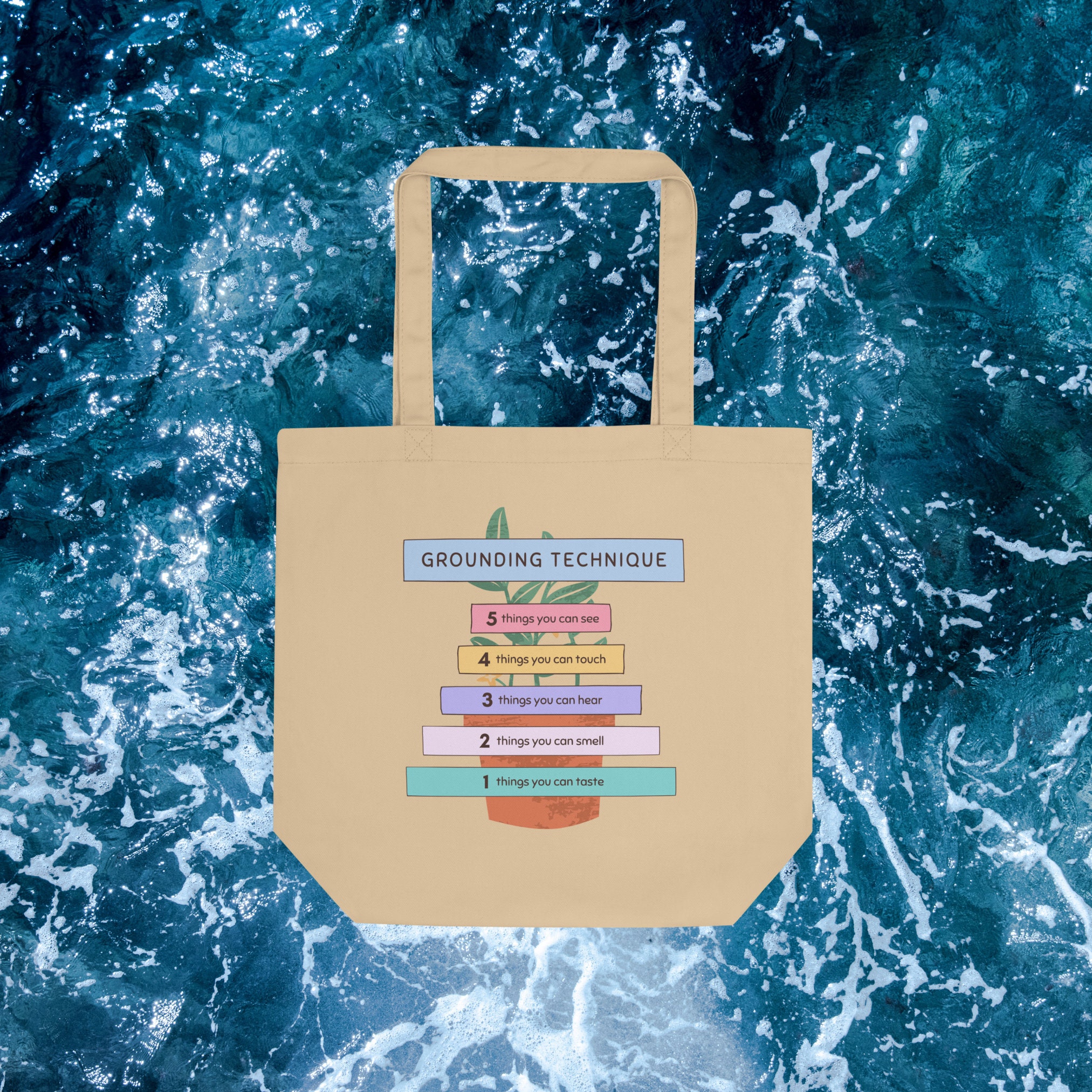 Grounding Technique Eco Bag, Psychological Theory Canvas Bag for ...