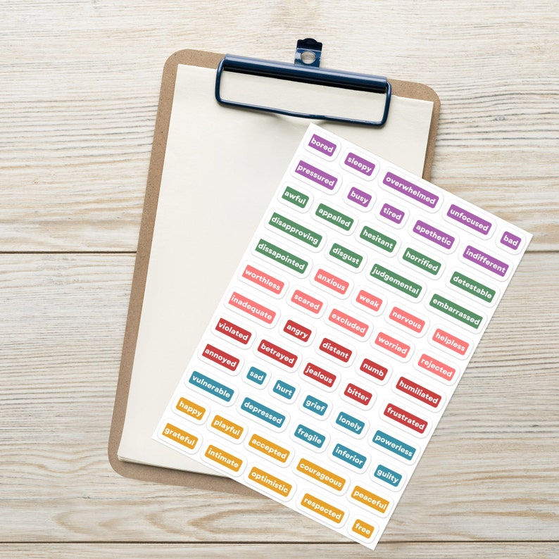 Feelings Wheel Emotions Stickers, Mental Health Journal Tracker ...