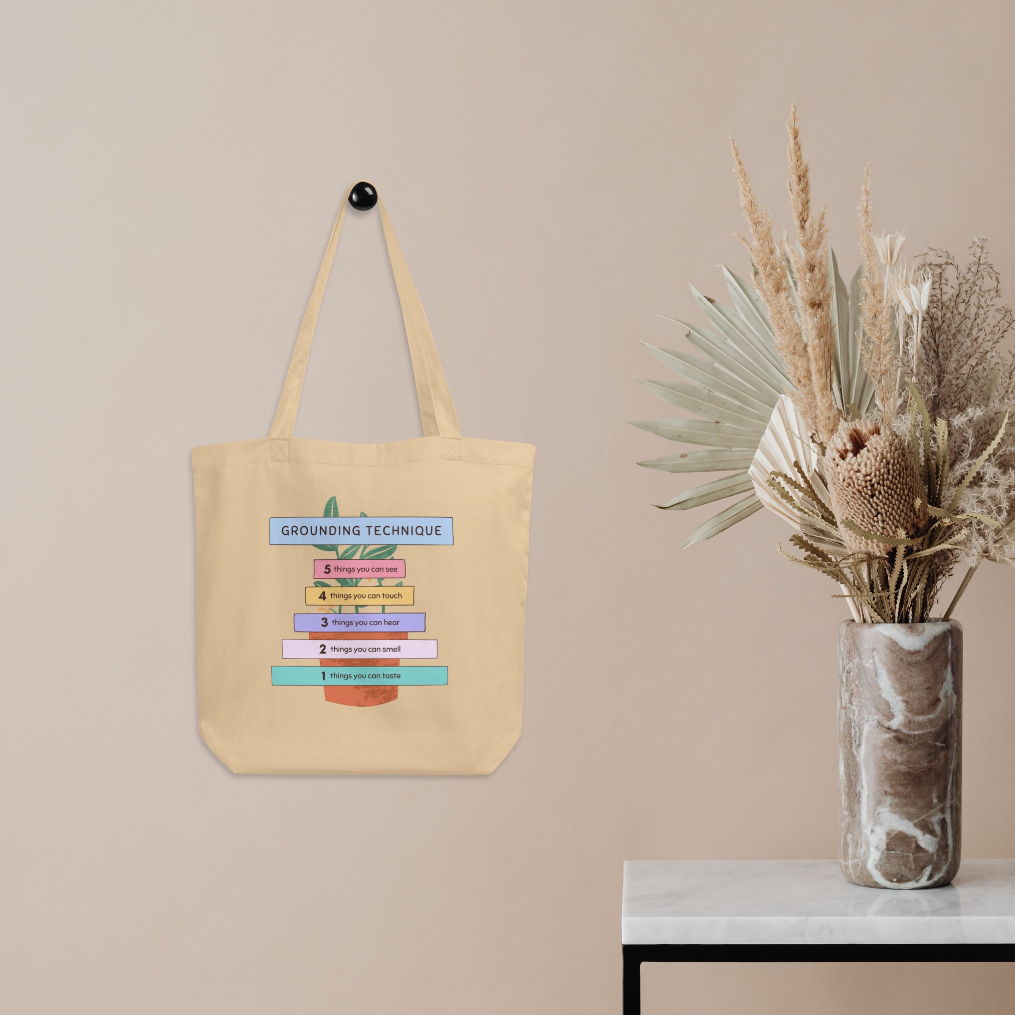 Grounding Technique Eco Bag, Psychological Theory Canvas Bag for ...