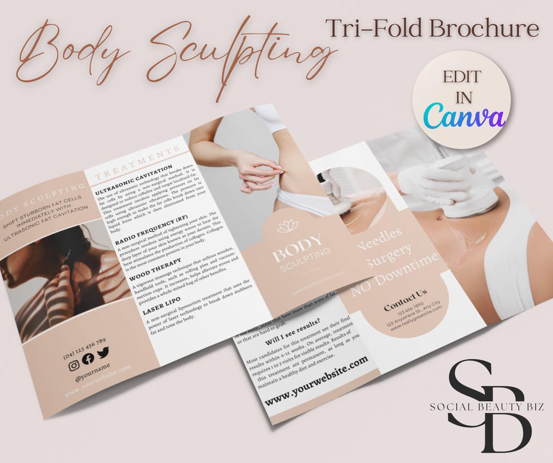 Tri-fold Brochure Canva Template | Body Sculpting Contouring ...