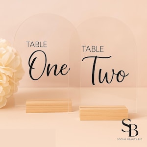 Clear Acrylic Table Numbers – Wedding Table Number Signs With Wooden ...