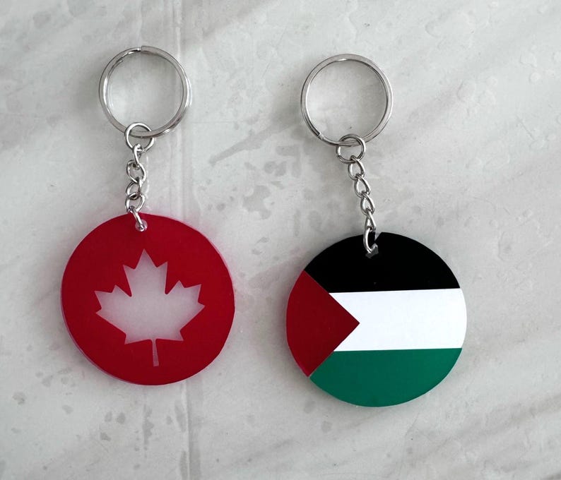 World Flags Keyrings Acrylic Vinyl Keyring Palestine Canada Nation ...
