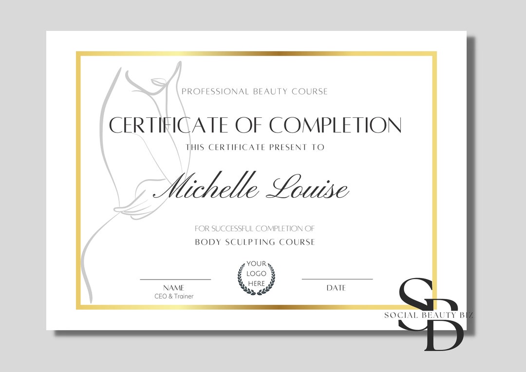 Editable Body Sculpting Certificate Template / Body Contouring ...
