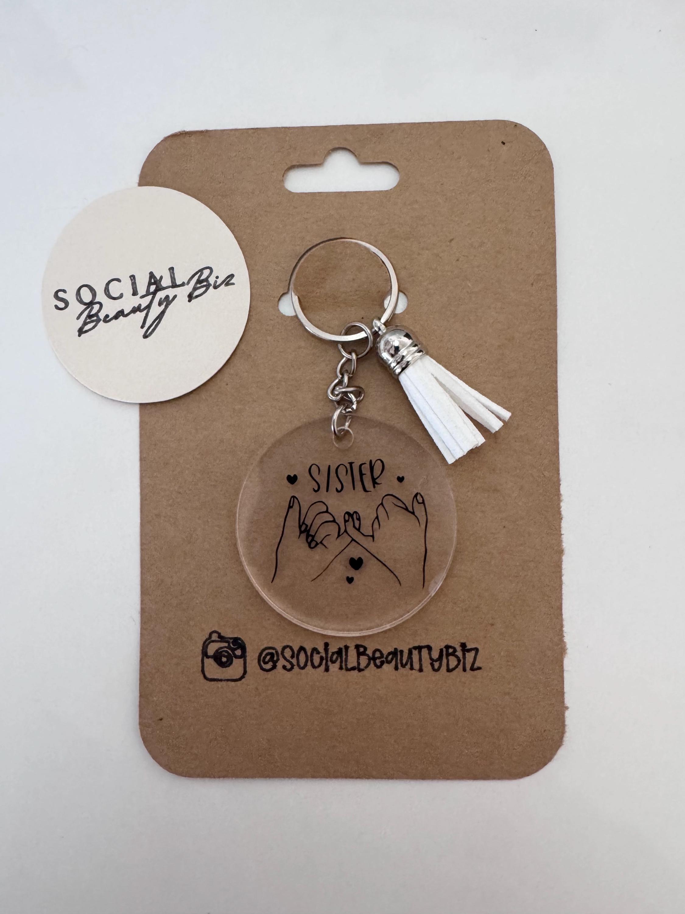 Sisters Keyring With Tassel She Is... Friendship Family First Acrylic ...