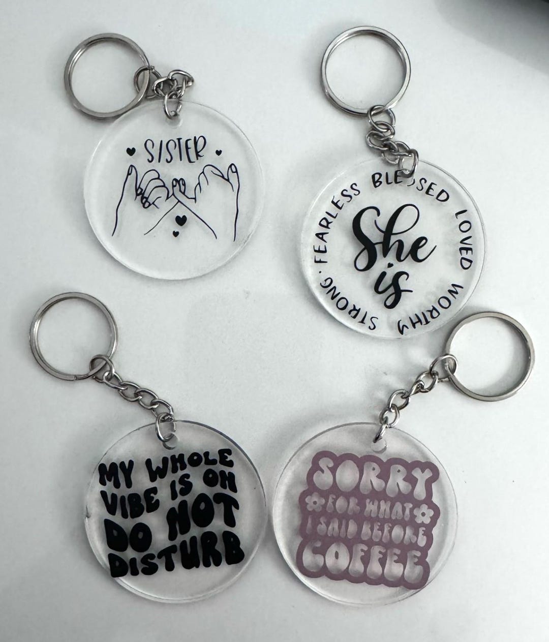 Sisters Keyring With Tassel She Is... Friendship Family First Acrylic ...