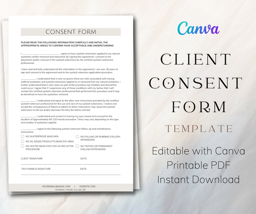 Client Consent Form | Printable PDF | Eyelash Extension | Lashes ...
