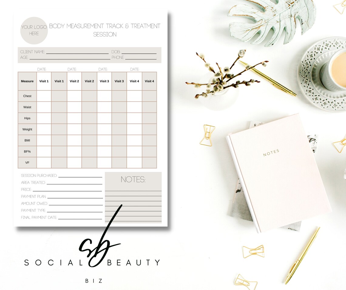 Body Measurement Chart / Body Sculpting / Body Contouring Tracker ...