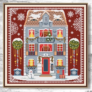 Christmas Cross Stitch Pattern Set of 4 Christmas House Winter Cross ...