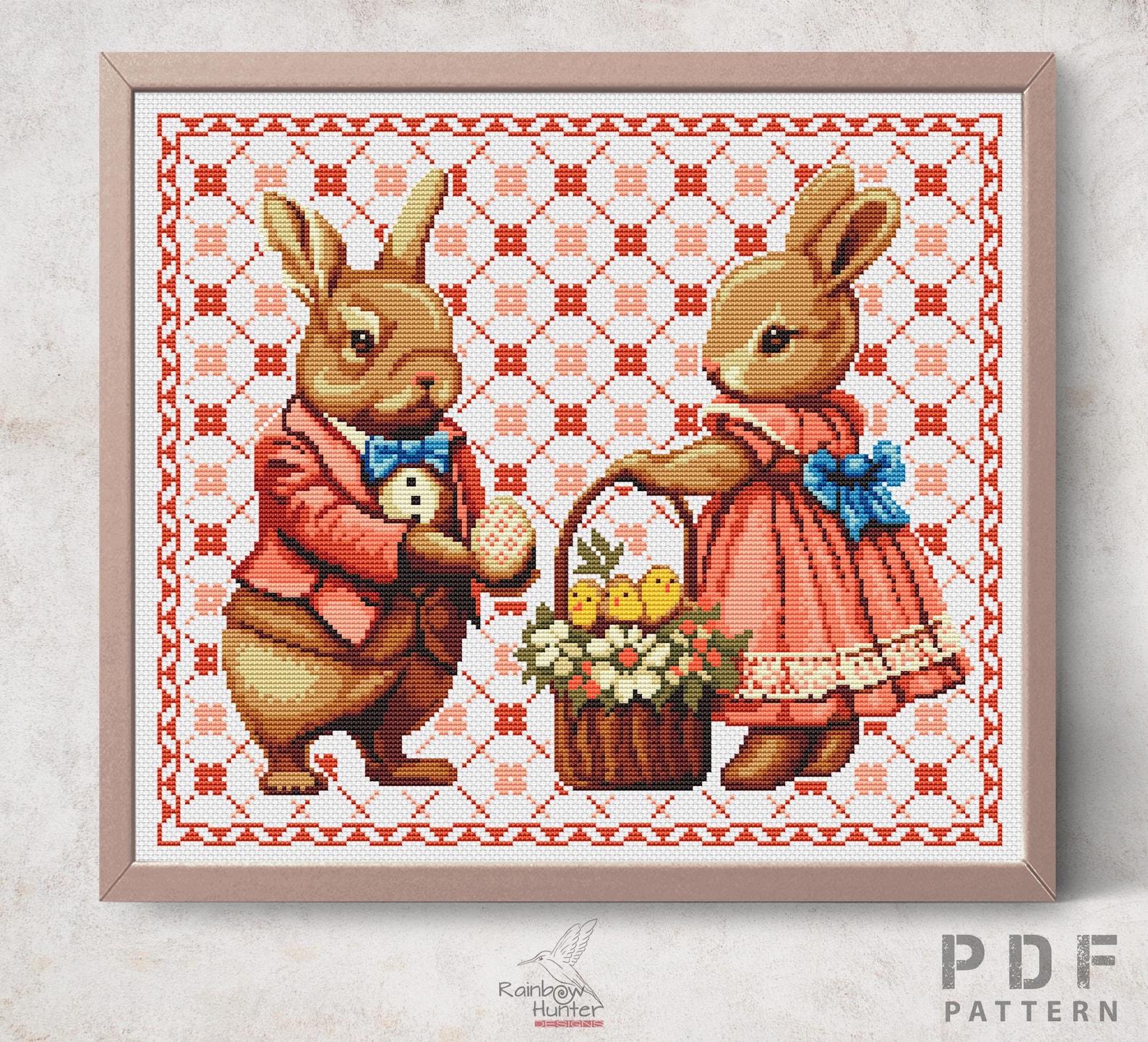 Easter Bunnies Cross Stitch Pattern PDF Easter Cross Stitch - Etsy