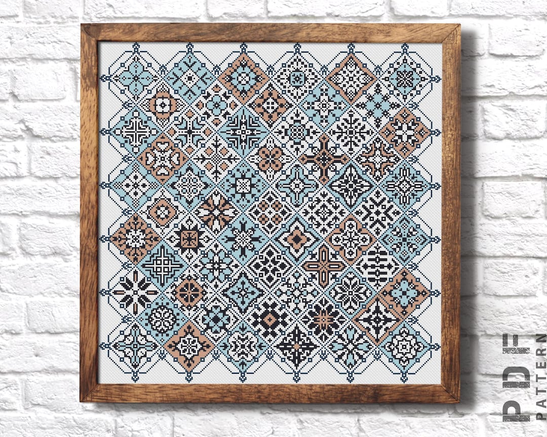 Cross Stitch Square Sampler Mosaic Ornament Cross Stitch Pattern ...