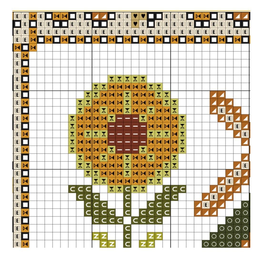 Cross Stitch Pattern Bee Farm. Floral Primitive. Sampler for Farm House ...