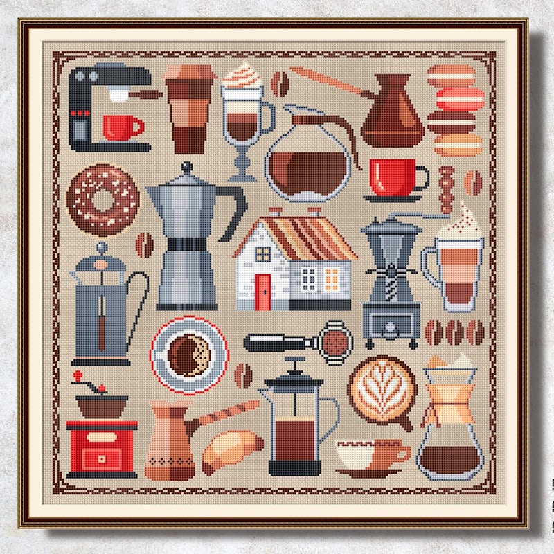 Coffee Cross Stitch - Etsy