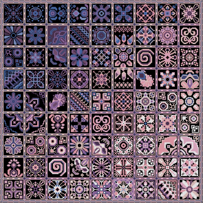 Cross Stitch Patchwork Swatch Pink Geometric Squares - Etsy