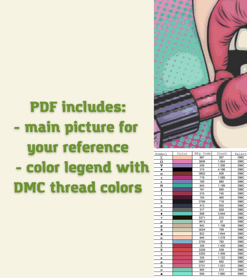 Pop Art Lips Cross Stitch Lips Cross Stitch Pattern PDF - Etsy