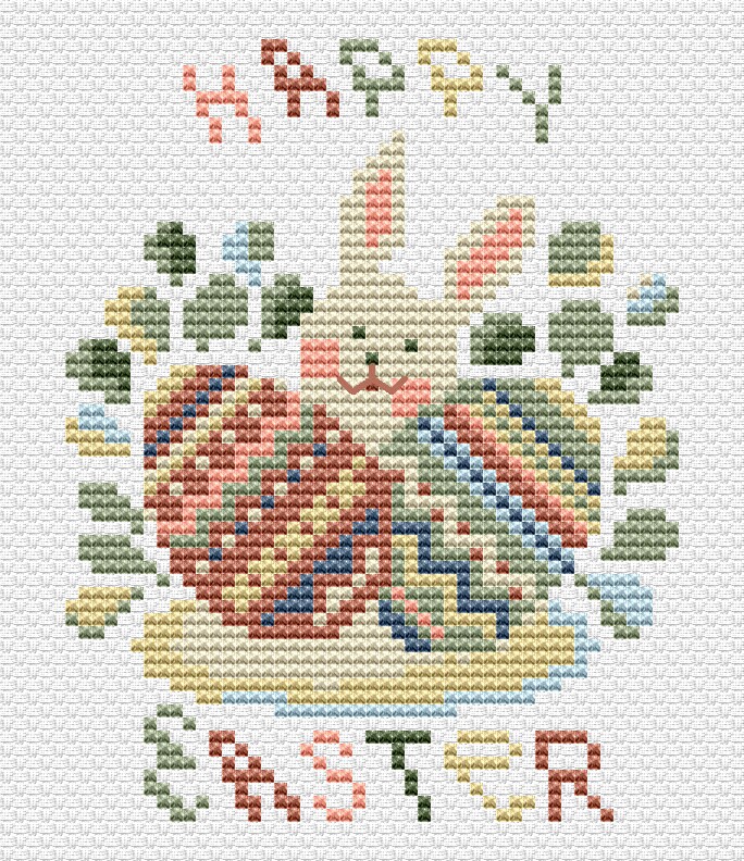 Cross Stitch Pattern Happy Easter Postcard Set Easter Bunny - Etsy