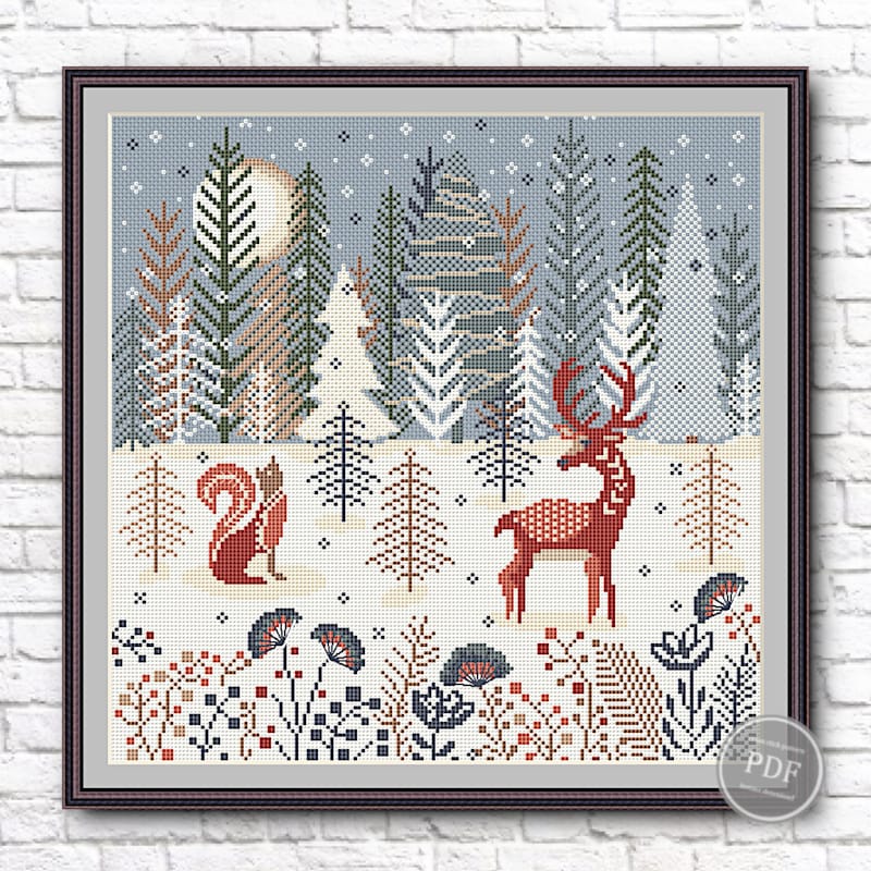 Cross Stitch Deer - Etsy
