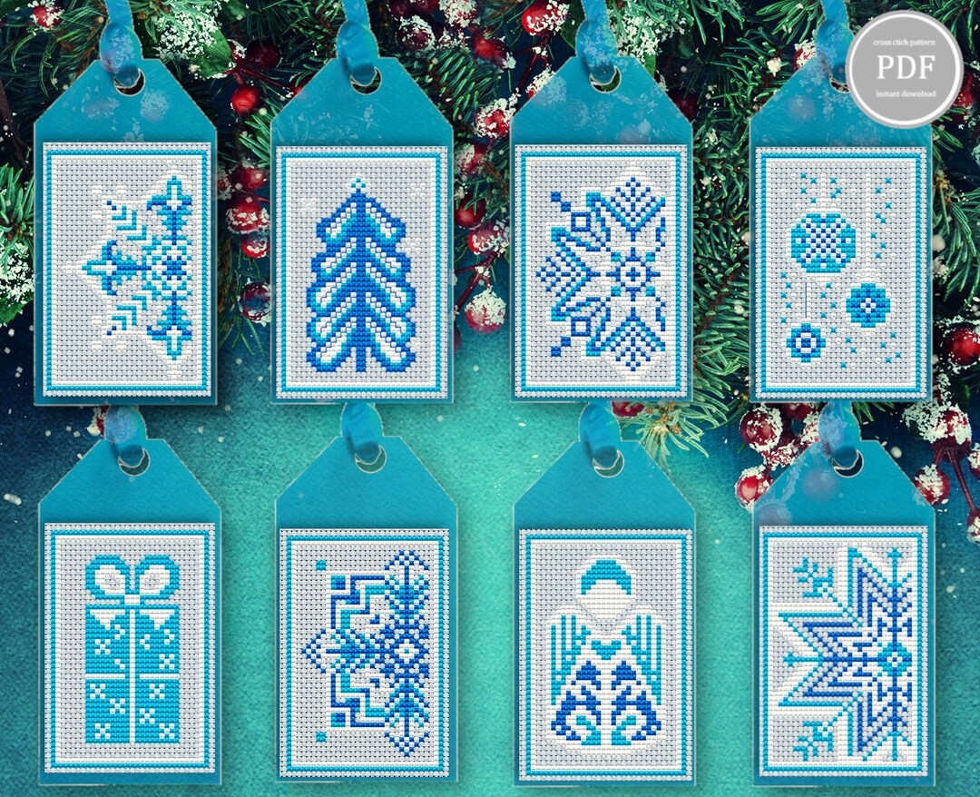 Christmas Cross Stitch Pattern, Gift Tags, Christmas Decoration ...