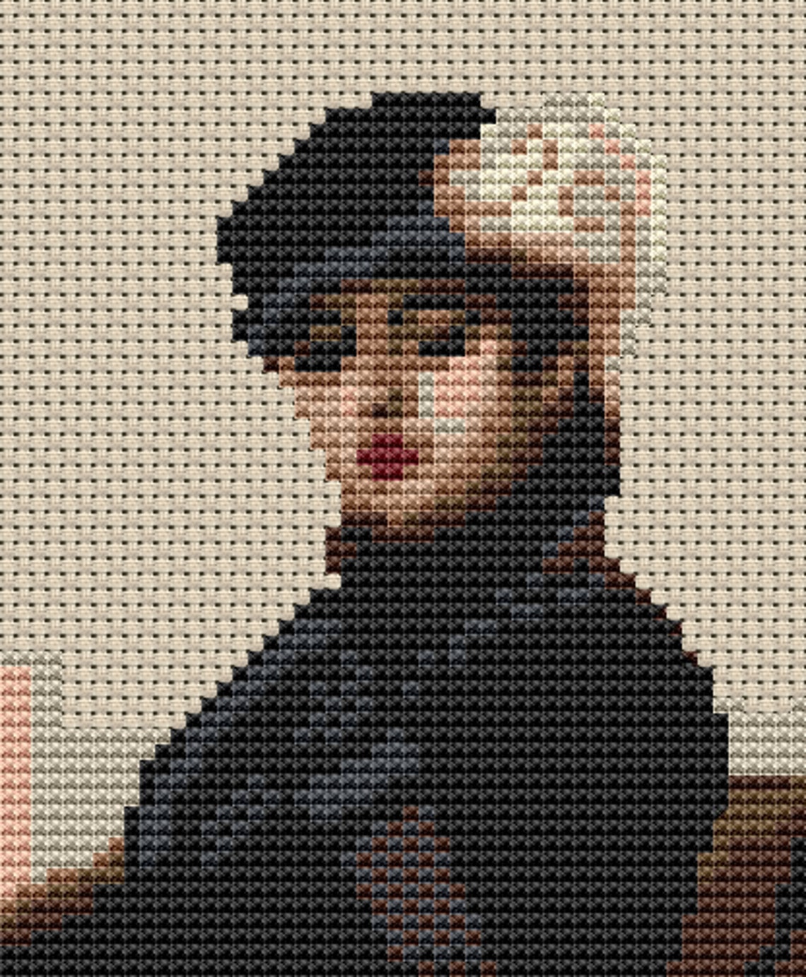 Mini Cross Stitch Pattern Modern Tiny Art - Kramskoy - Stranger ...