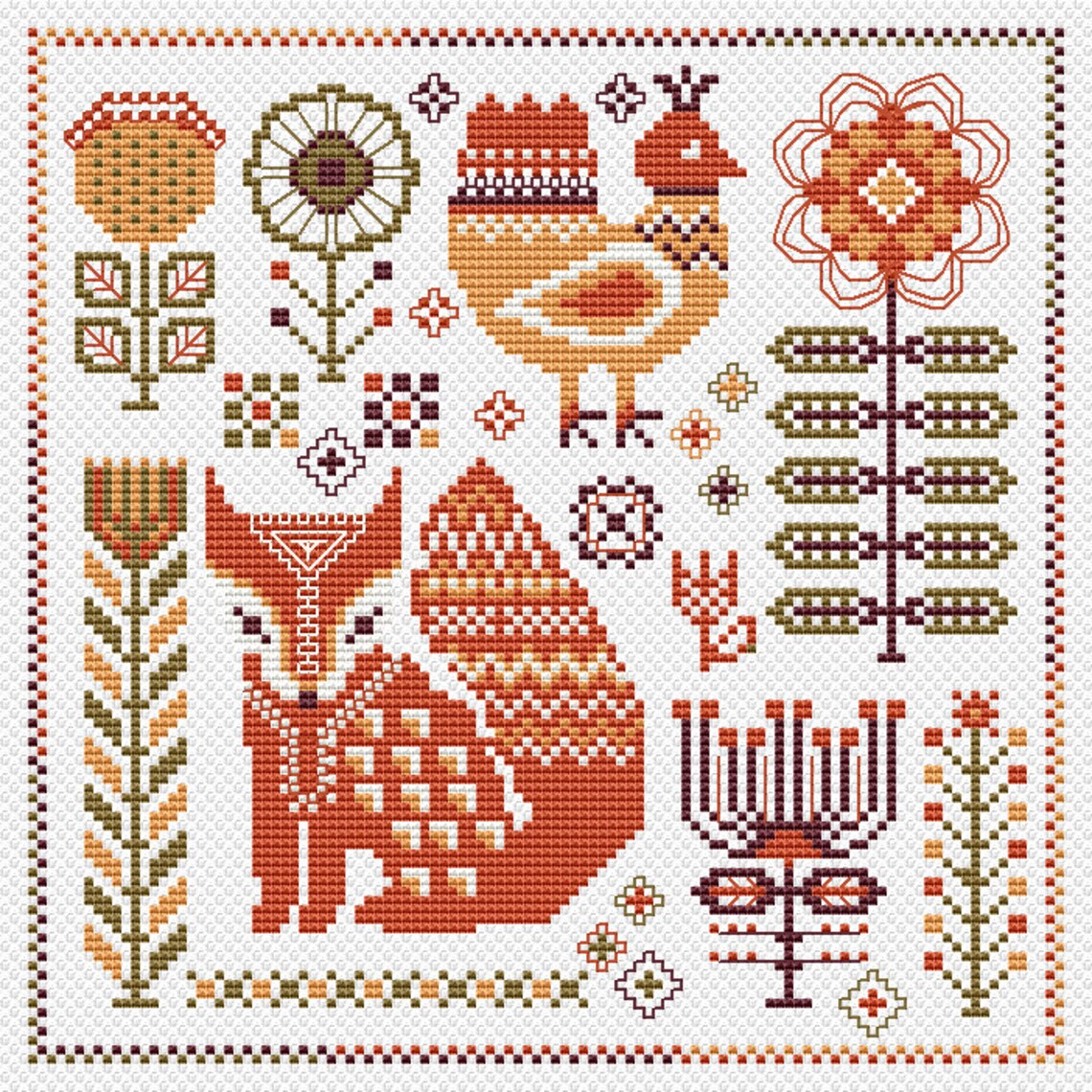 Scandinavian Cross Stitch Pattern Set of 4 Pattern - Etsy