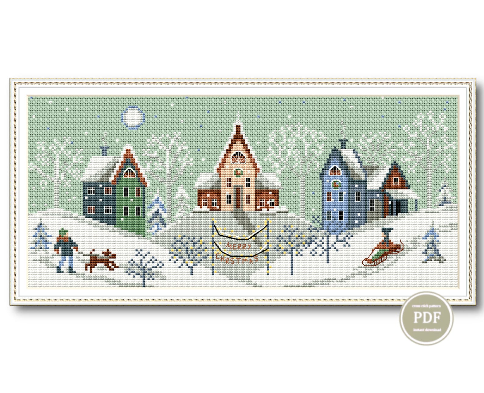 Christmas Sampler Primitive Winter Cross Stitch Winter - Etsy