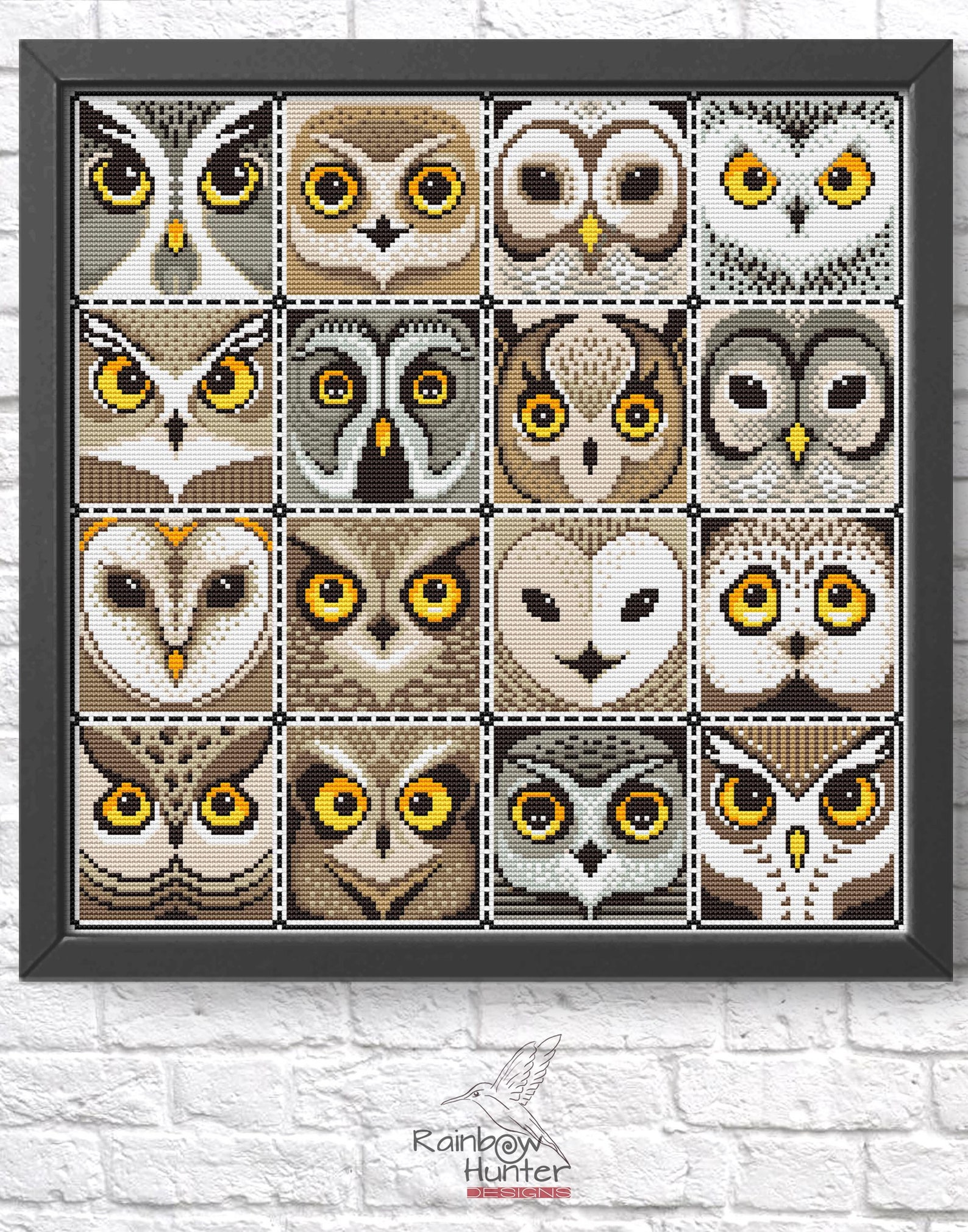 Owl Patchwork Cross Stitch Sampler Xstitch Squares Owl Modern Owl Cross ...