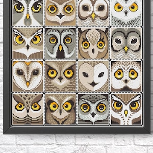 Owl Patchwork Cross Stitch Sampler Xstitch Squares Owl Modern Owl Cross ...