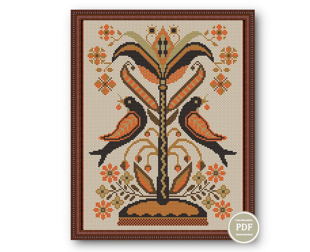Fraktur Cross Stitch Pattern PDF Fraktur Birds Sampler Cross Stitch ...