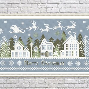 Santa Claus Christmas Cross Stitch Pattern – Winter Night Embroidery ...