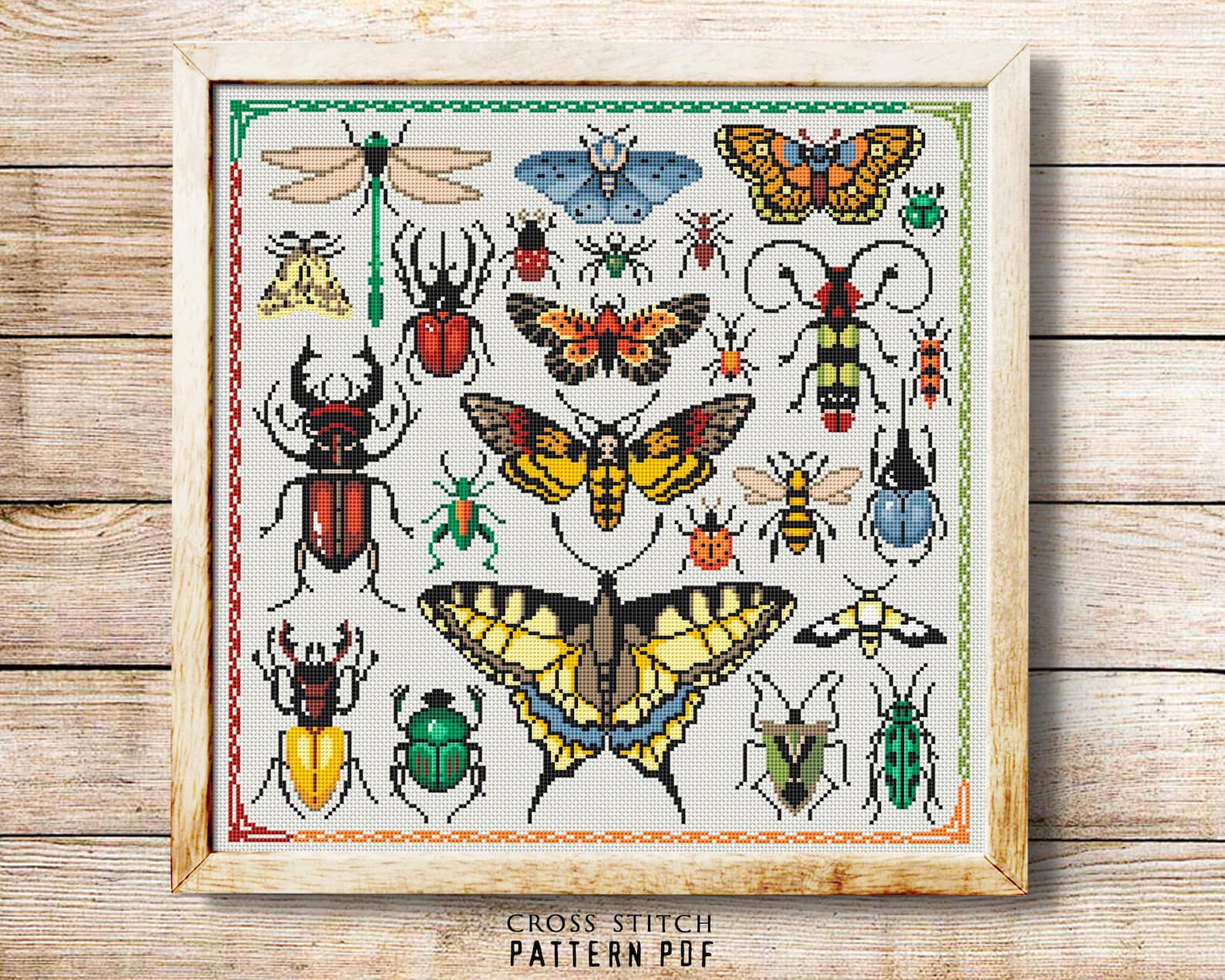 Insects Cross Stitch Bugs Cross Stitch Pattern PDF Butterflies Nature ...
