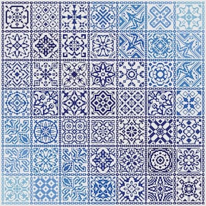 Patchwork Blue Cross Stitch Pattern Iridescent Sampler Blue Gradient ...