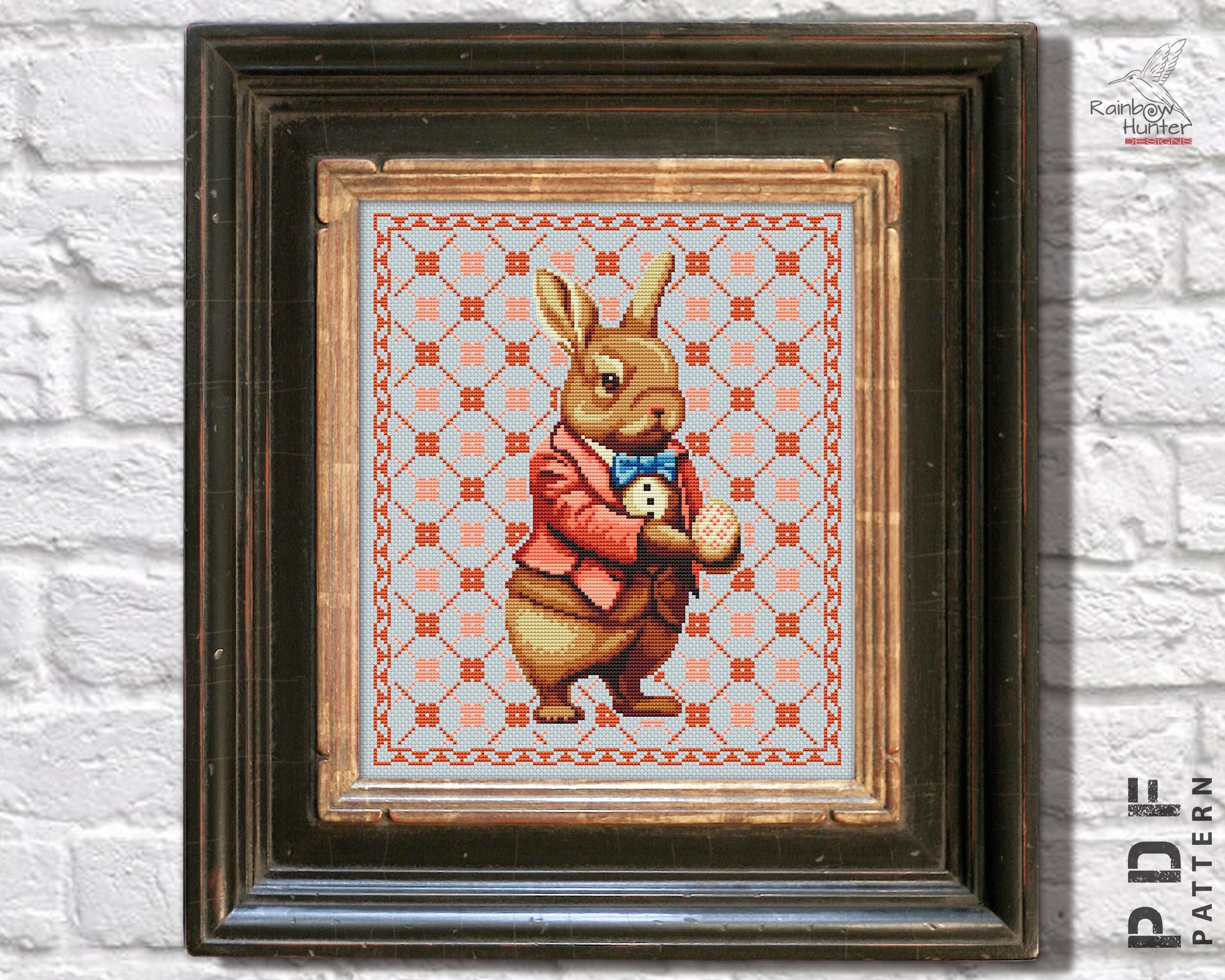 Easter Bunny Sampler Cross Stitch Pattern PDF Vintage Simple Embroidery ...