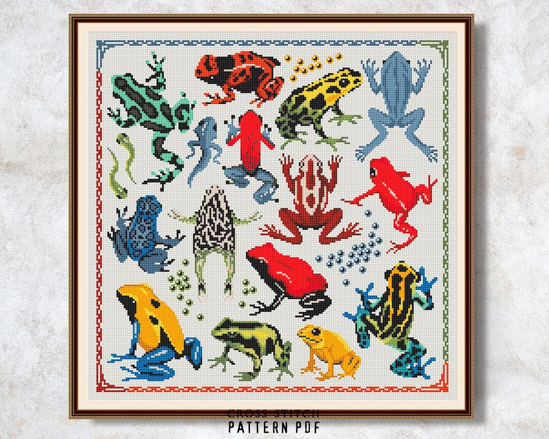 Frogs Sampler Cross Stitch Nature Cross Stitch Pattern PDF Woodland ...