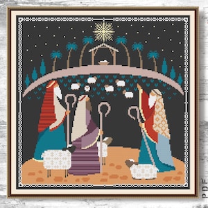 Nativity Cross Stitch Pattern Set of 4 Christmas Nativity Embroidery ...