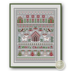 Merry Christmas Sampler Cross Stitch PDF - Merry Christmas Pattern ...