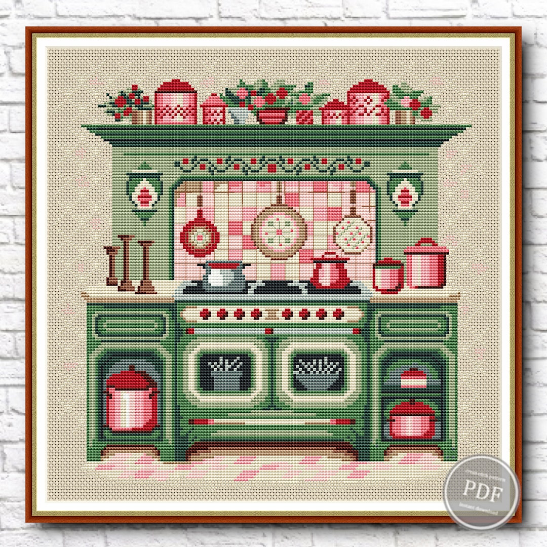 Cross Stitch Pattern Vintage-kitchen, Old Kitchen Cross Stitch Pattern ...