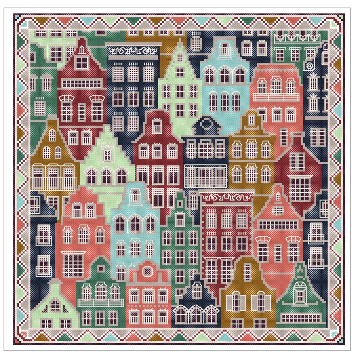 Patchwork Cross Stitch Pattern Dutch City Simple Embroidery - Etsy