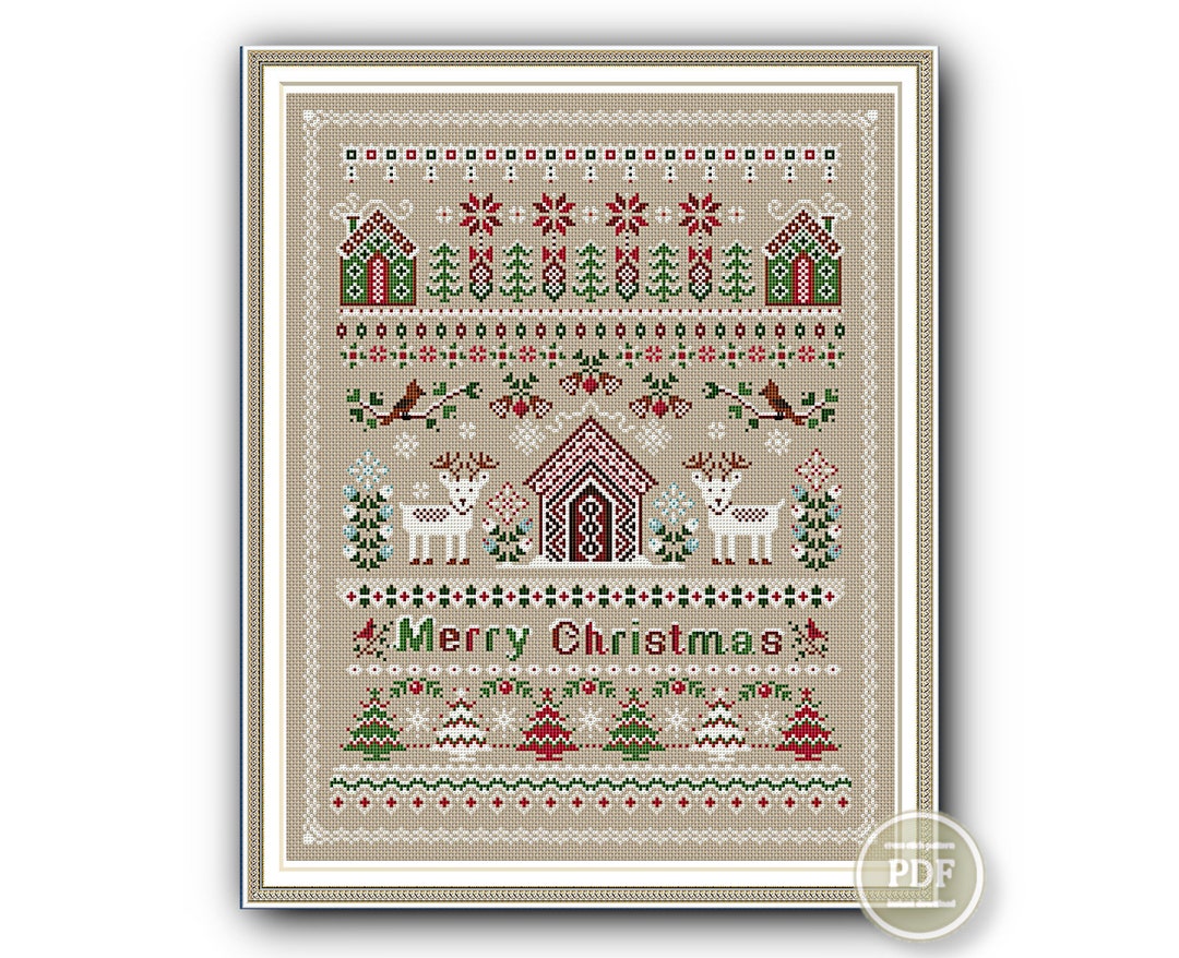 Merry Christmas Sampler Cross Stitch PDF - Merry Christmas Pattern ...